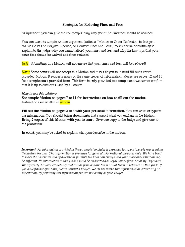 TEMPLATE+FORM +Motion+to+Help+Reduce+Fines+and+Fees | PDF | Fine ...