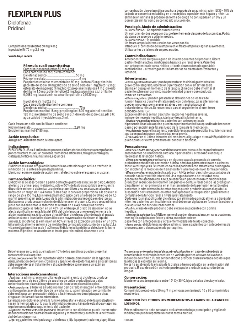 Flexiplen Plus Prospecto | PDF | Droga anti-inflamatoria libre de ...