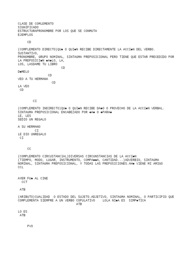Los Complementos Del Predicado | PDF | Verbo | Objeto (gramática)