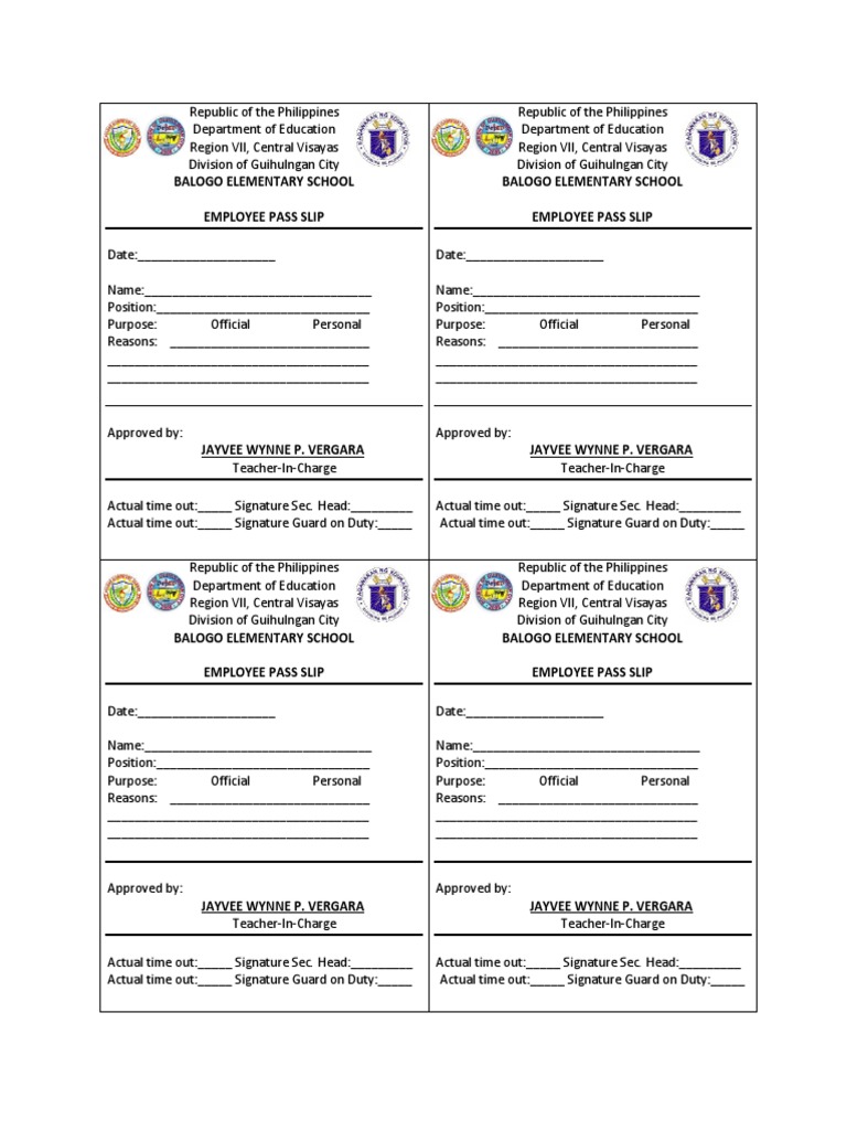 Employee Pass Slip and Appearance Certificate | PDF | Government ...