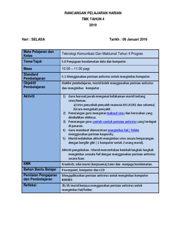 RPH TMK THN 4 Setahun | PDF