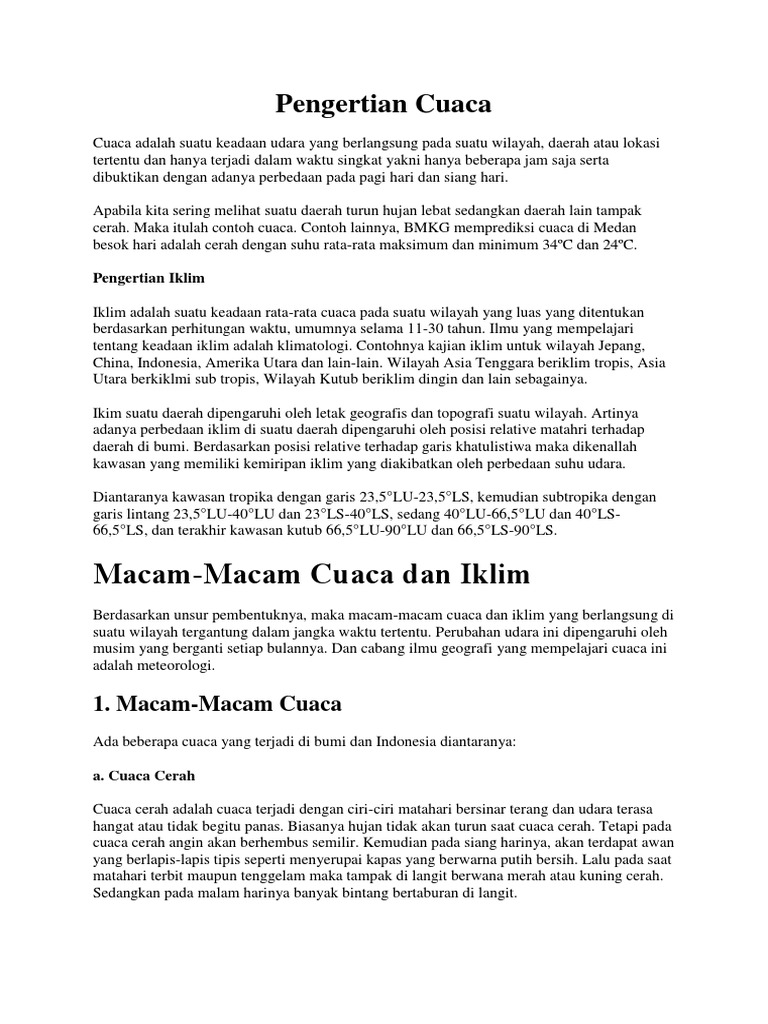 Pengertian dan Macam Cuaca | PDF