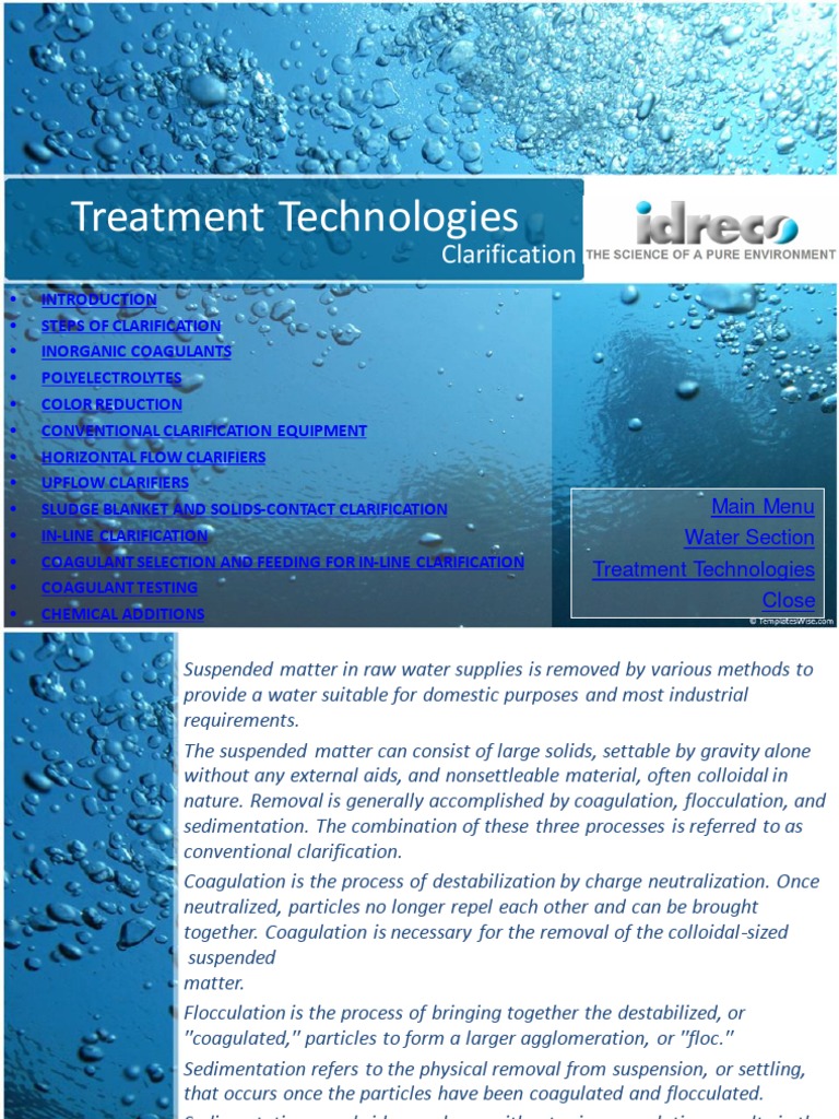 Water Treatment Clarification | PDF | Filtration | Industrial Processes