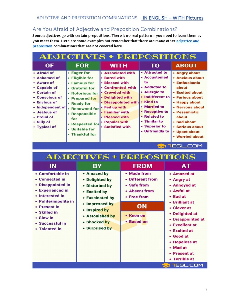 Are You Afraid of Adjective and Preposition Combinations? | PDF