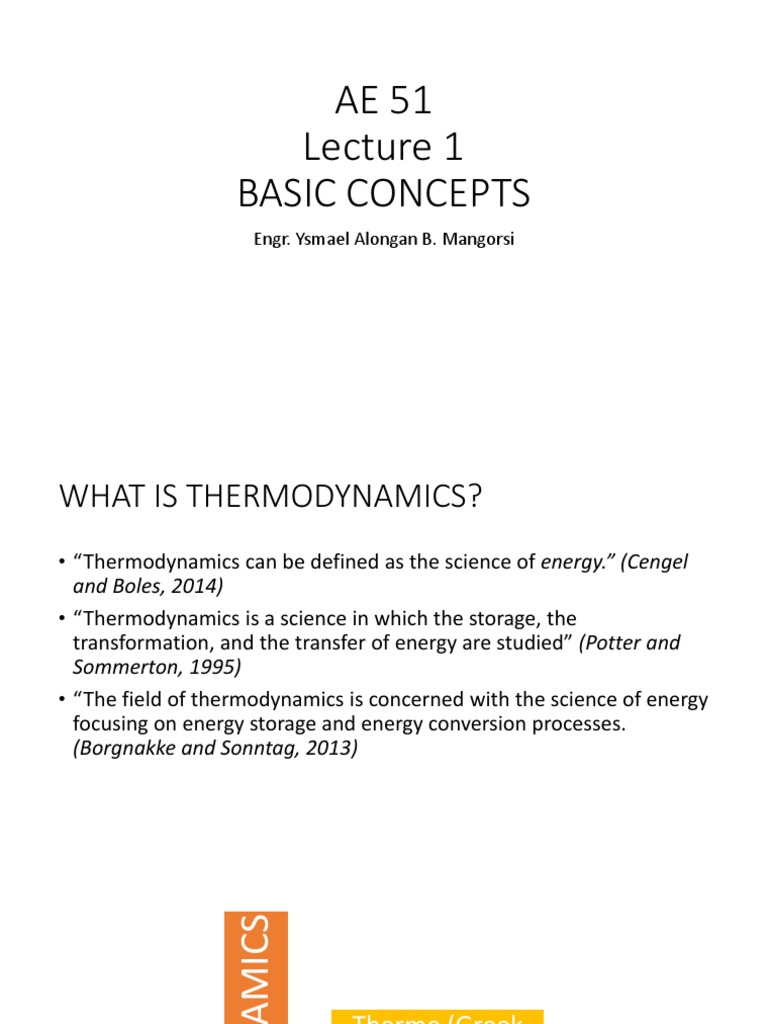 Thermo Lec1 Basic Concepts | PDF | Temperature | Thermodynamic Equilibrium