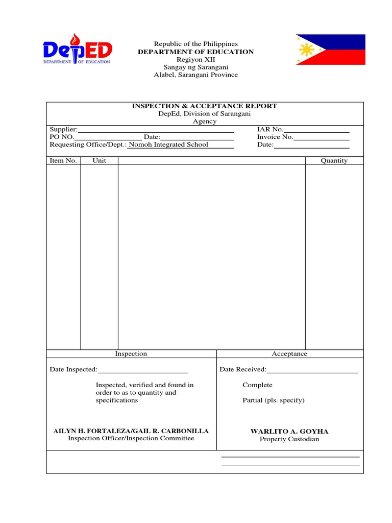 Sarangani DepEd Inspection Report | PDF