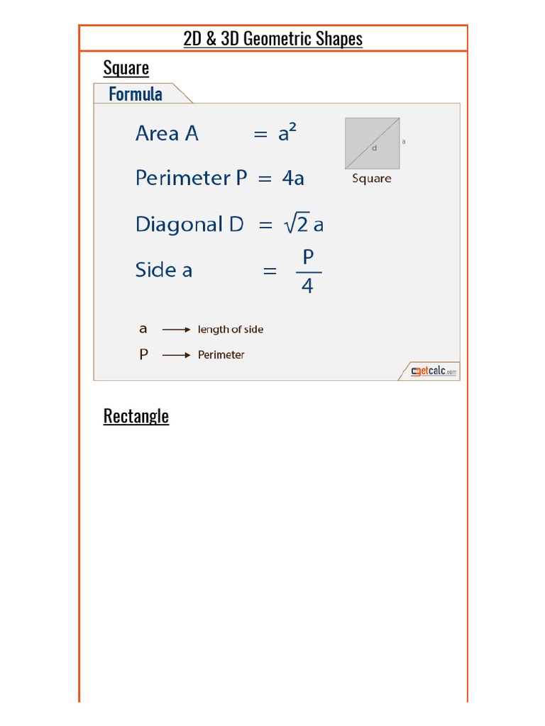 Geometry Shapes Formula | PDF