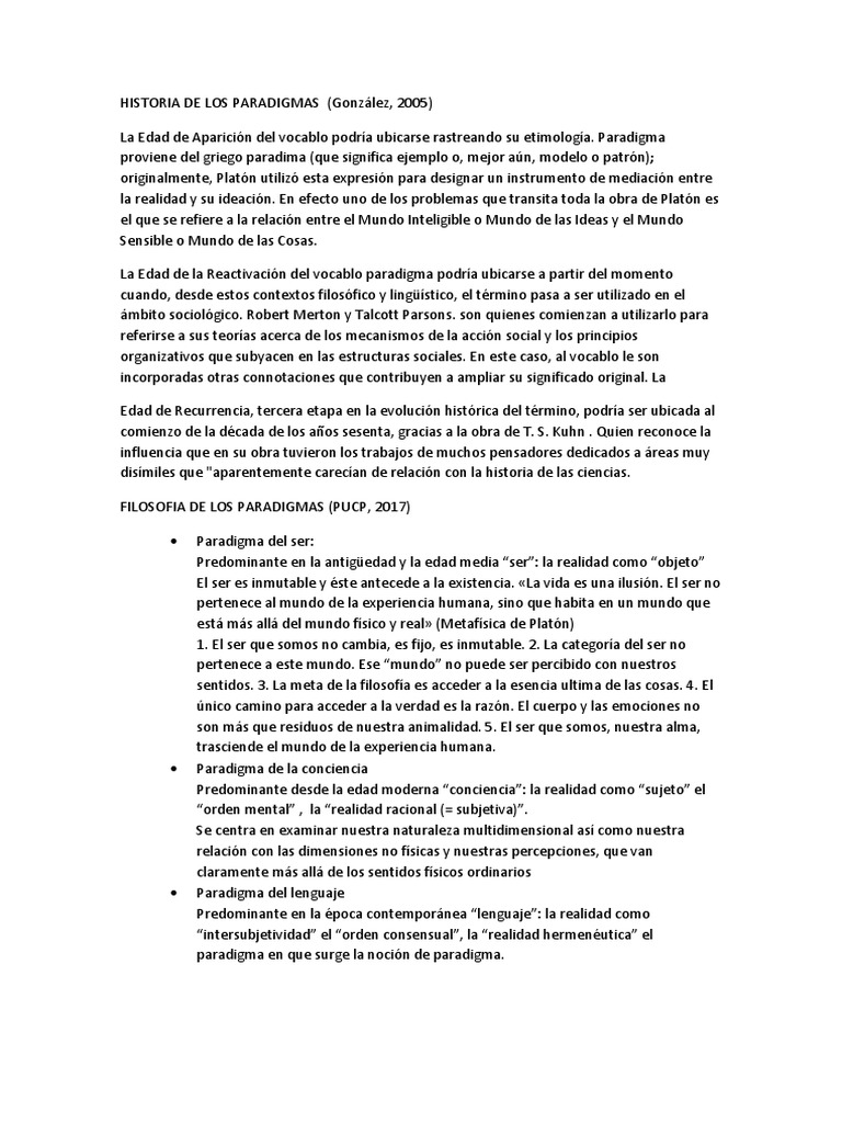 Historia y evolución de los paradigmas | PDF | Paradigma | Realidad