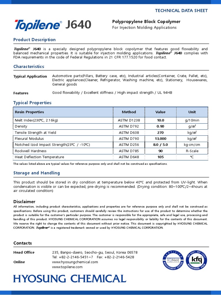 Topilene J640 | PDF | Materials | Building Engineering