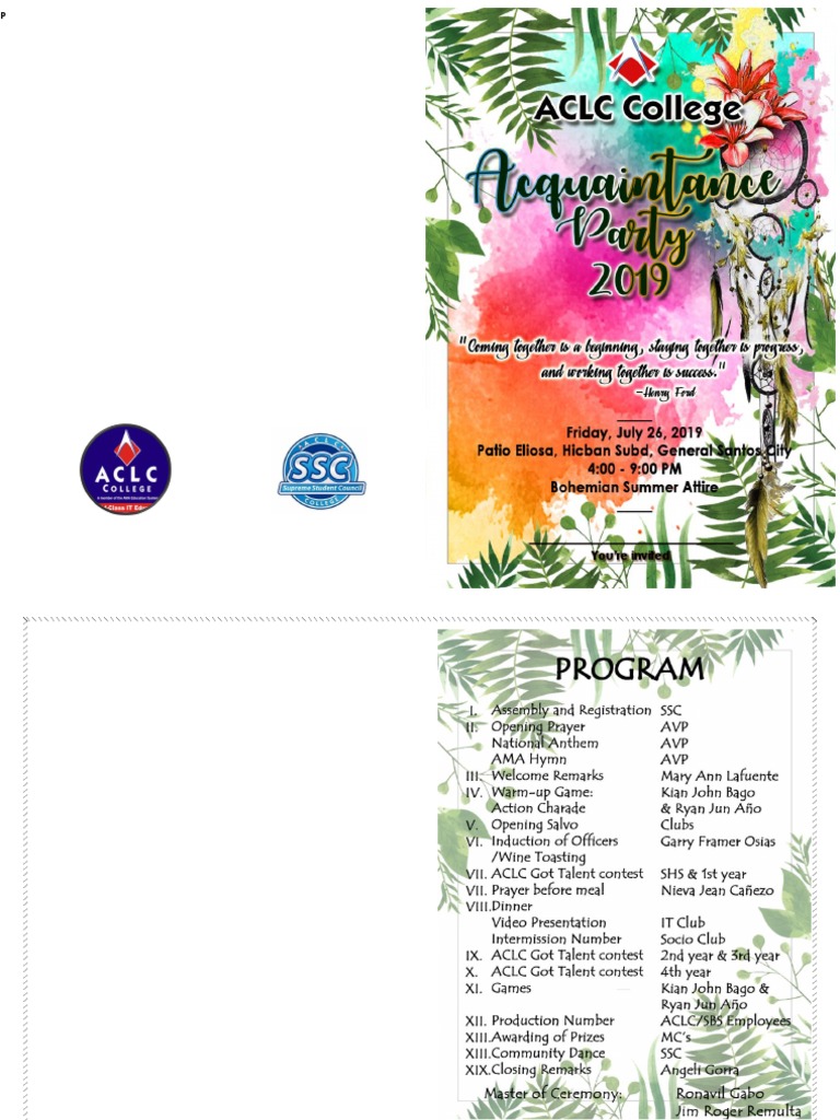 Acquaintance Invitation Letter