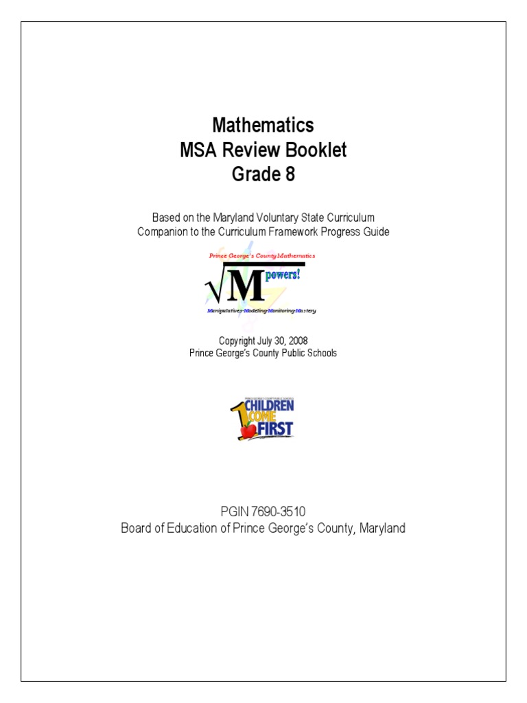 Mathematics MSA Review Booklet Grade 8 | PDF | Fraction (Mathematics ...