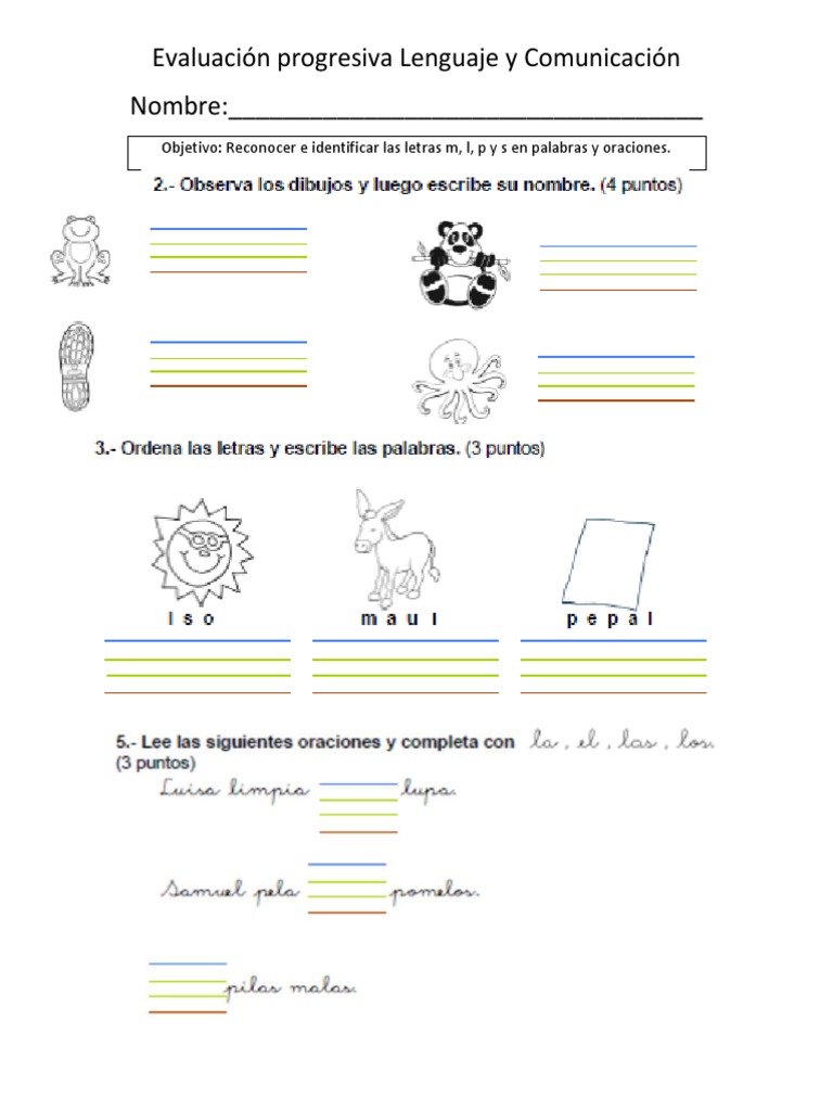 Evaluación de Letras Iniciales | PDF