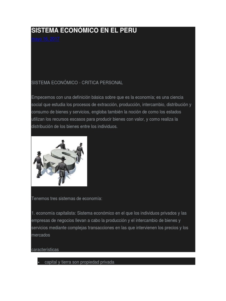 Sistema Económico en El Peru | PDF | Sistema económico | Bienes
