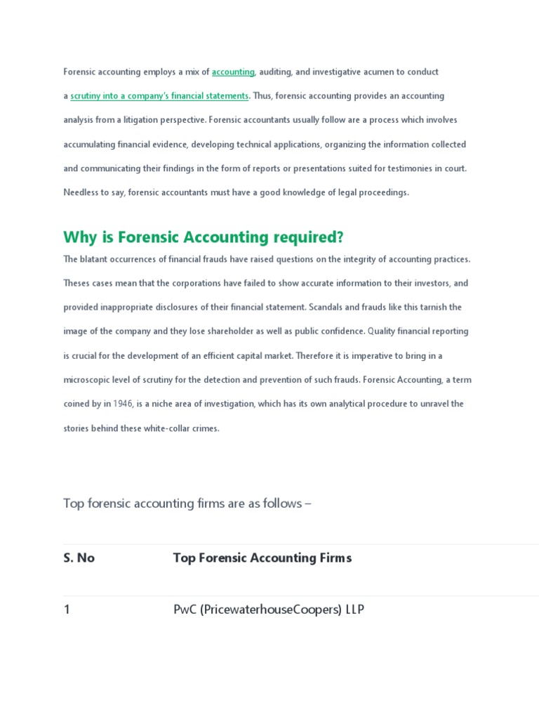 Why Is Forensic Accounting Required? | PDF | Sarbanes–Oxley Act ...