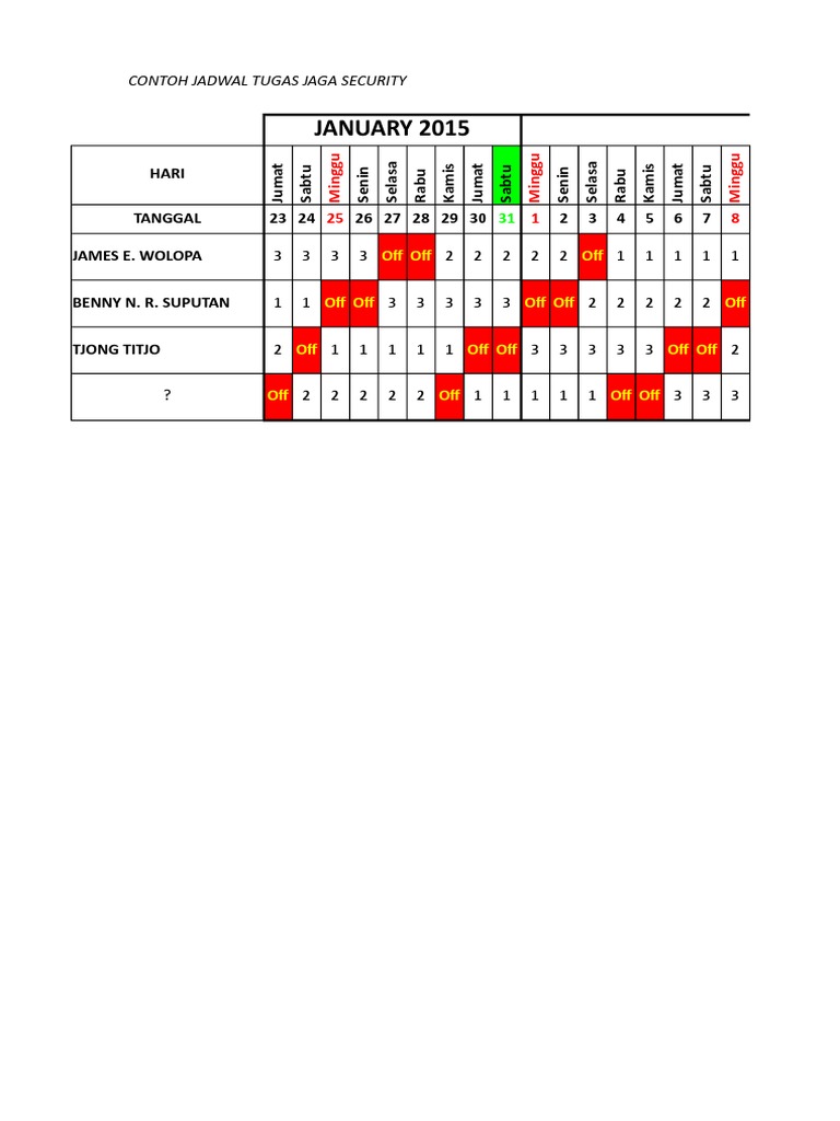 Jadwal Security | PDF