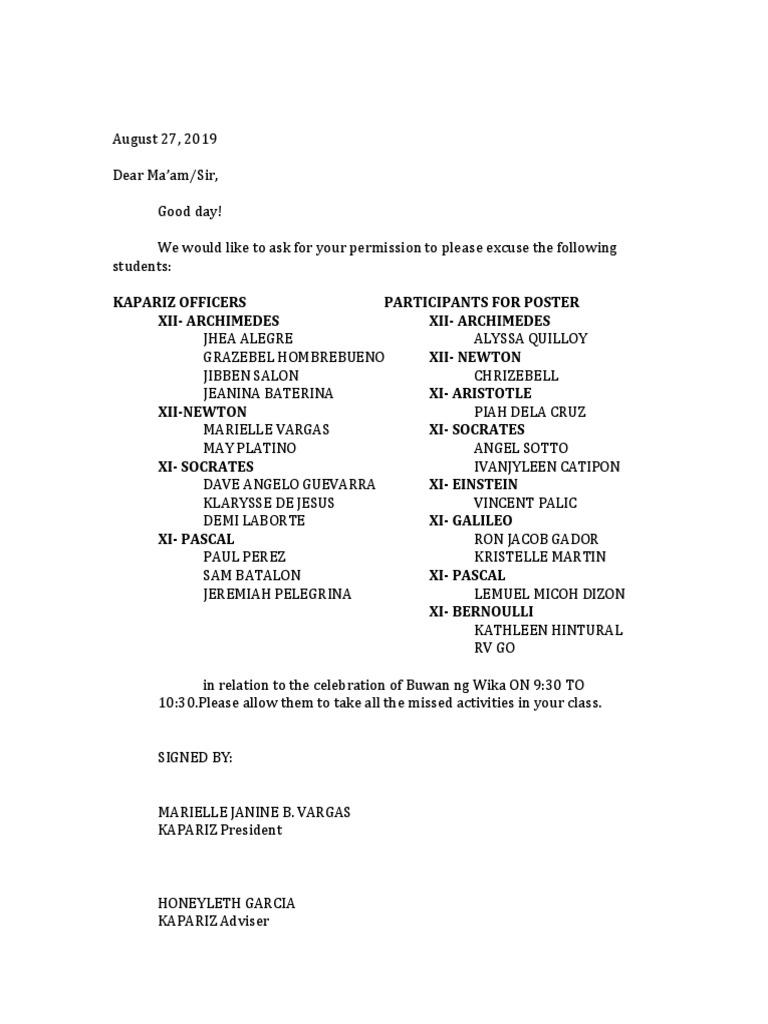 Excuse Letter - Poster Making | PDF