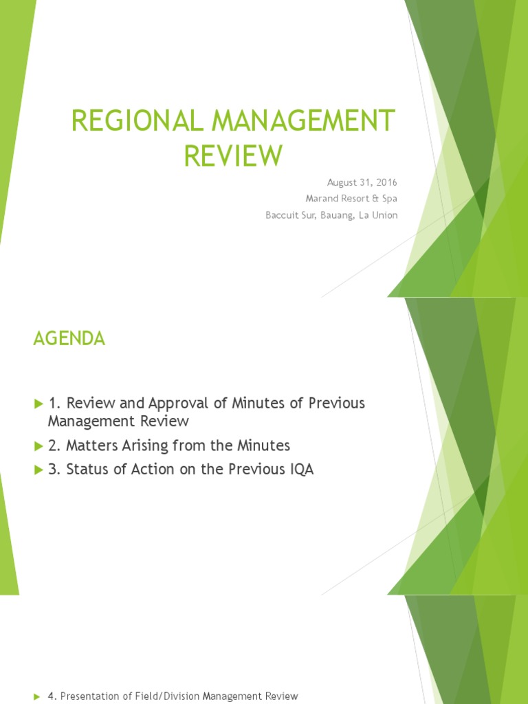 Regional Management Review: August 31, 2016 Marand Resort & Spa Baccuit ...