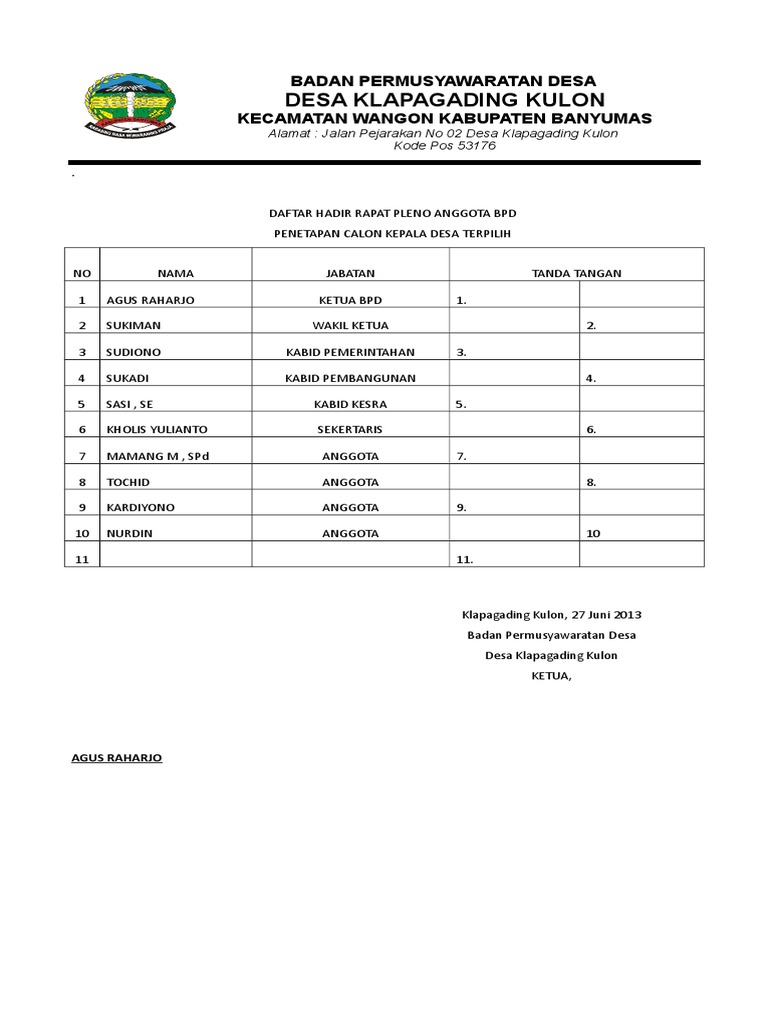 Undangan Pleno BPD | PDF