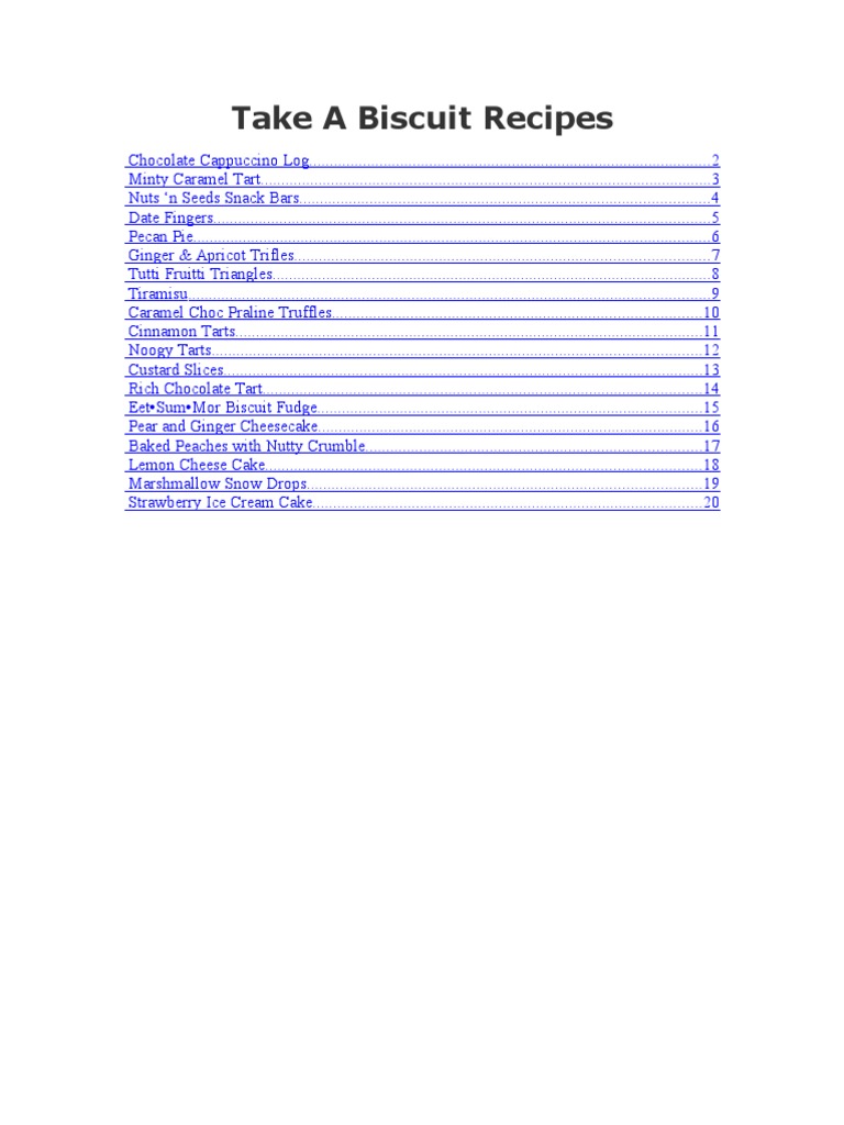 Take A Biscuit Recipes | PDF | Custard | Biscuit
