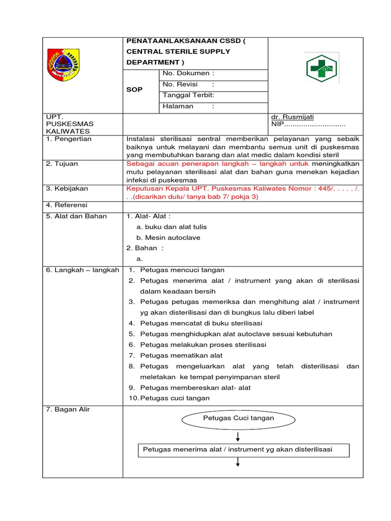 SOP ALUR CSSD Yg Baru | PDF | Kesehatan Holistik | Sains & Matematika