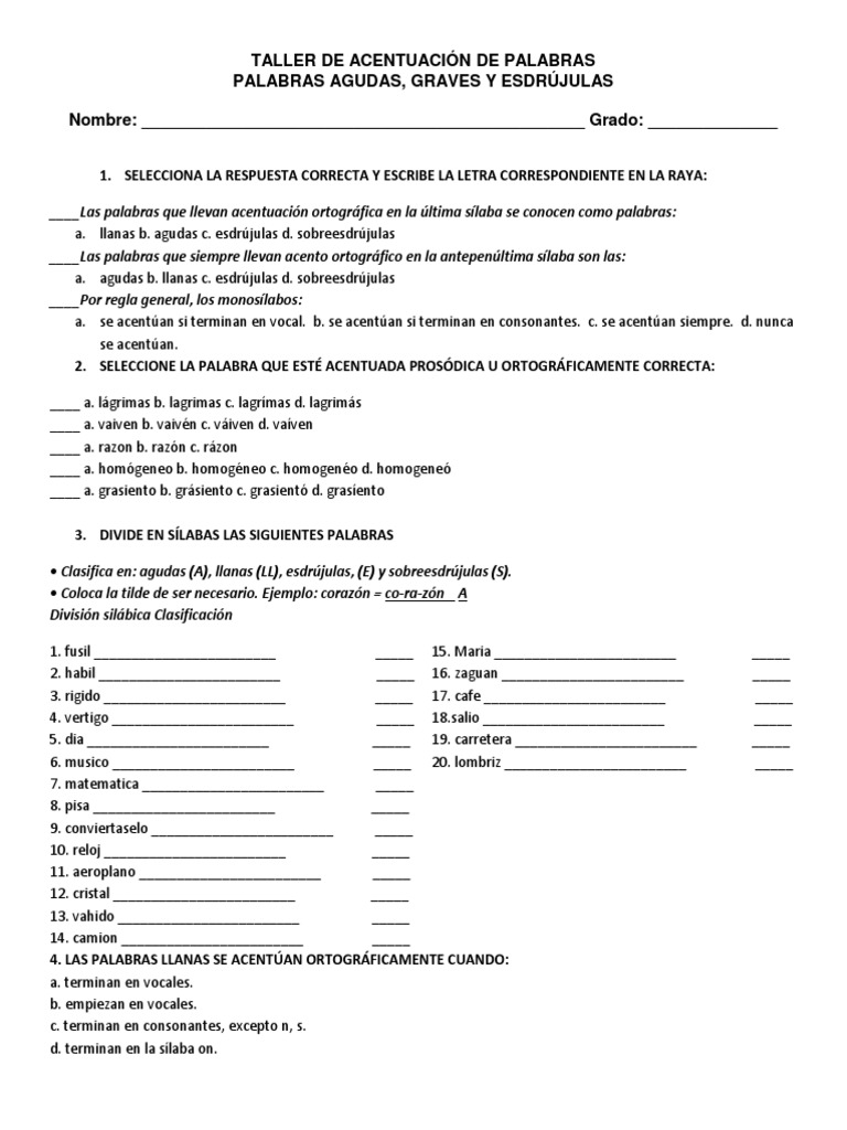 Taller de Acentuación para Estudiantes | PDF | Fonología | Semiótica