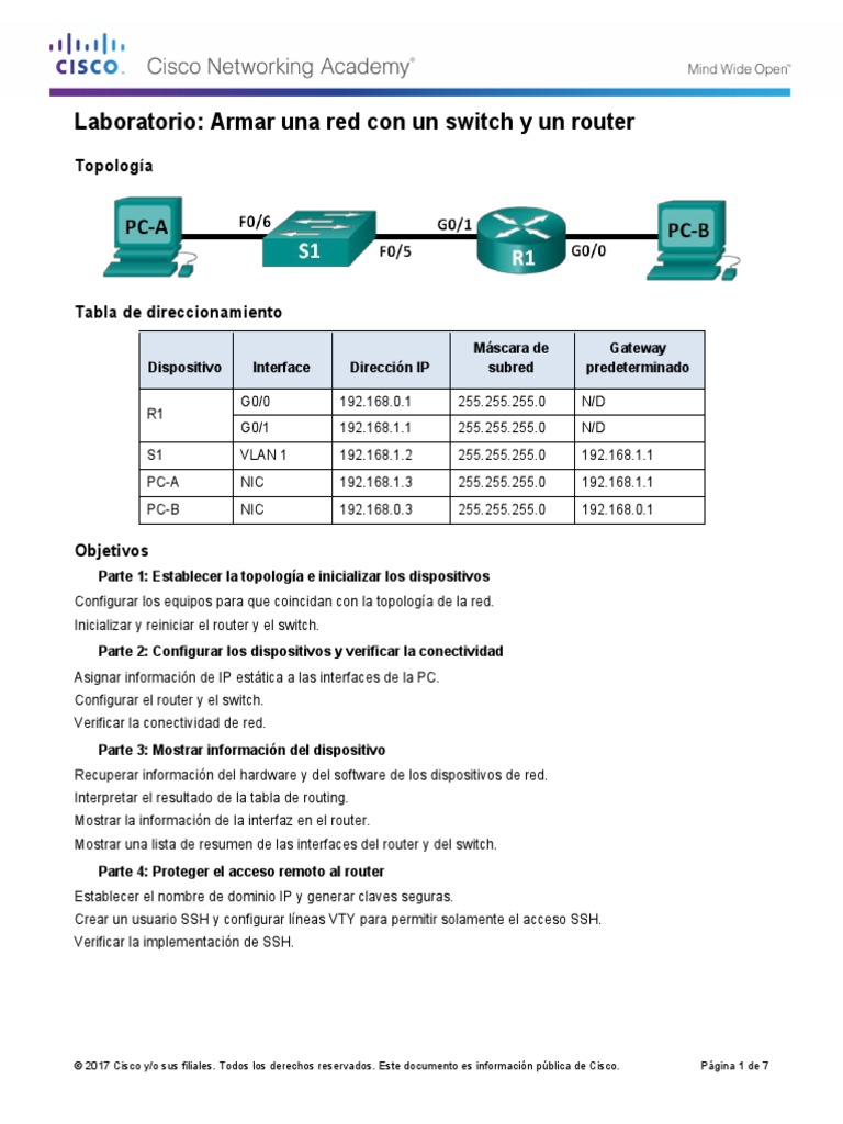 8.5.4.3 Lab - Building A Switch and Router Network | PDF | Enrutador (Computación) | Dirección IP