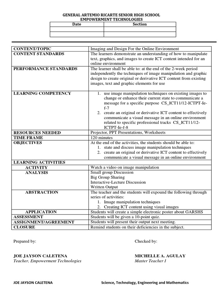 Empowerment Technologies: ICT Content Creation | PDF | Educational ...