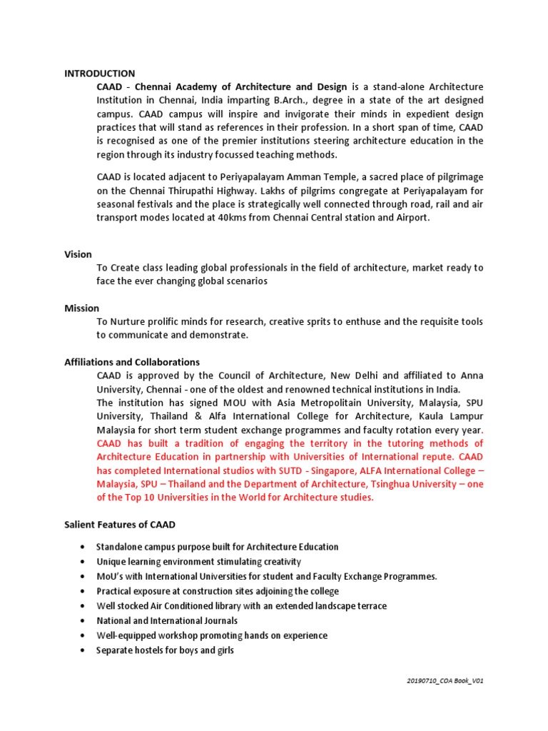 Revised - Architecture Edu COA | PDF | Learning | Psychological Concepts