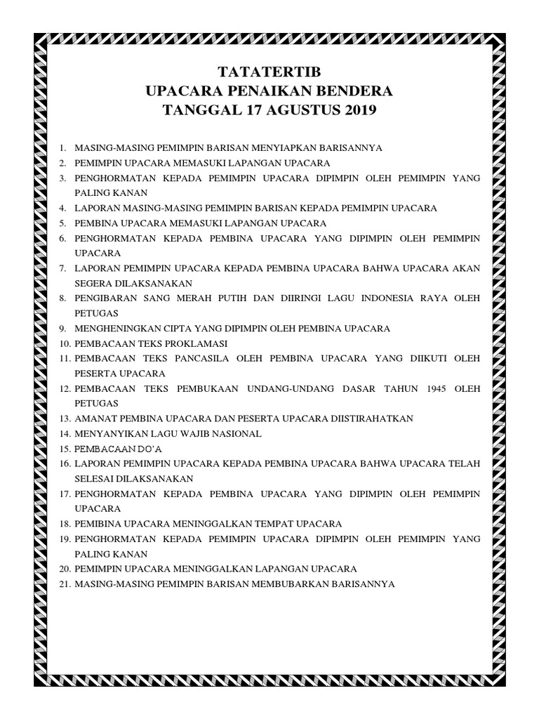 Tata Tertib Upacara HUT PGRI MTs | PDF