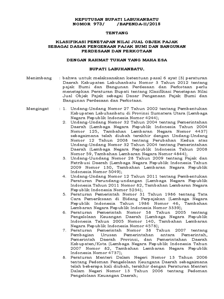 SK Klasifikasi Njop | PDF