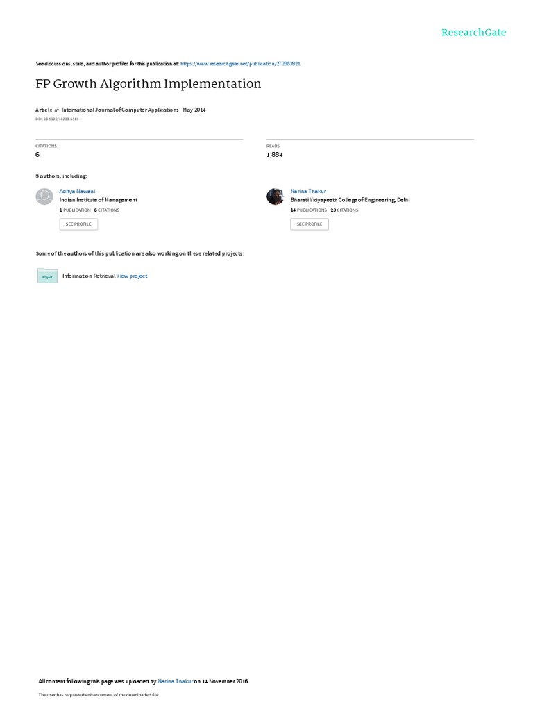 FP Growth Algorithm Implementation | PDF | Data Management | Data