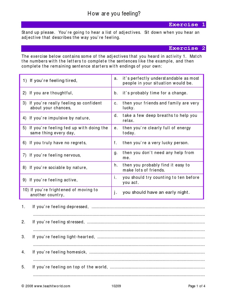 How Are You Feeling?: Exercise 1 | PDF