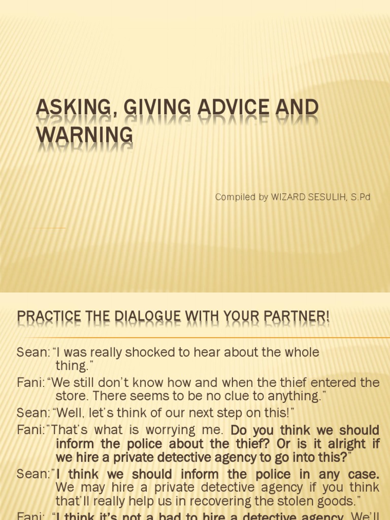 Asking, Giving Advice and Warning | PDF