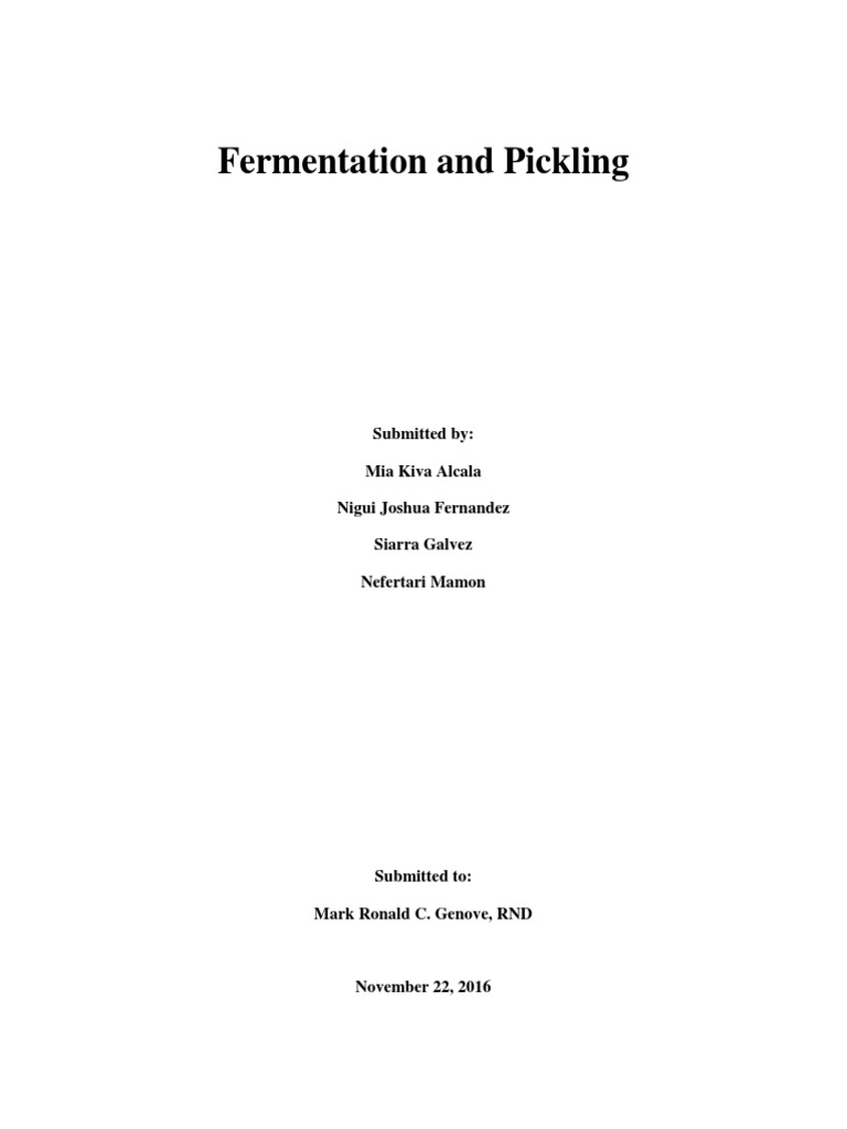 Fermentation and Pickling | PDF | Fermentation | Cellular Respiration