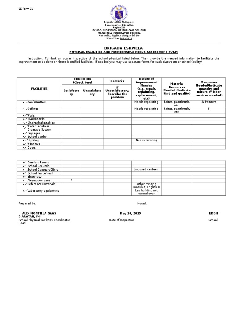 Brigada Eskwela: BE Form 01 | PDF | Nature