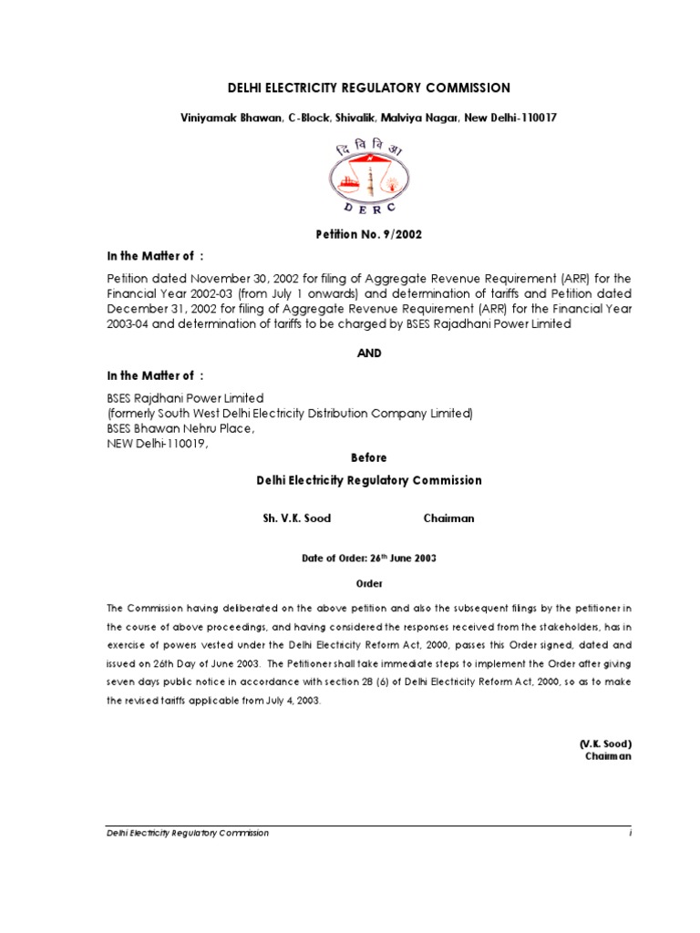 BRPL | PDF | Tariff | Water Supply