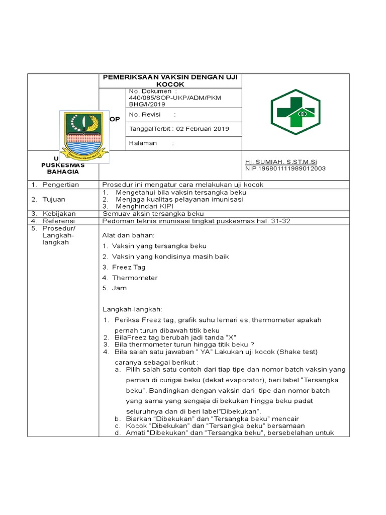 Prosedur Uji Kocok Vaksin Tersangka Beku | PDF