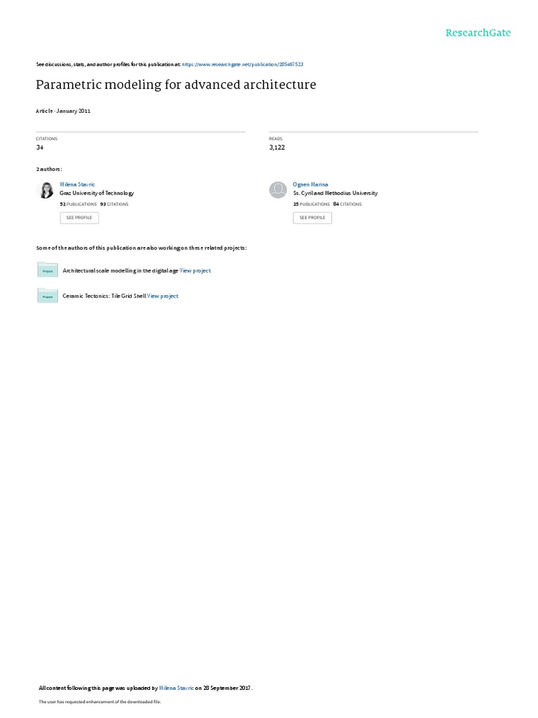 Parametric Modeling For Advanced Architecture: January 2011 | Download ...