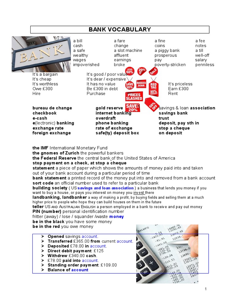 Bank Vocabulary: Savings & Loan Association | PDF | Monetarism | Banks