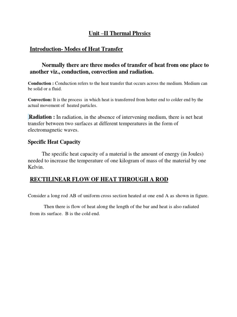 Thermal Physics Notes New1 PDF | PDF | Thermal Conduction | Heat Transfer