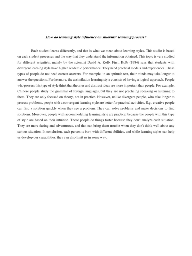 Impact of Learning Styles on Students | PDF | Learning Styles | Learning