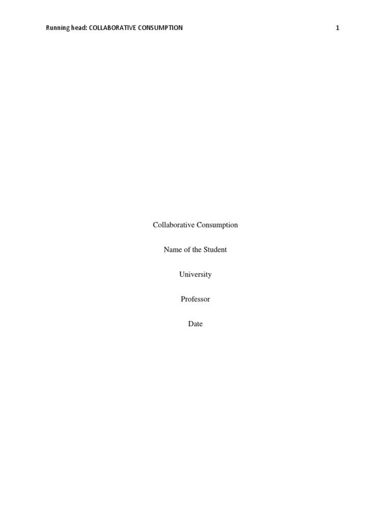 Collaborative Consumption | PDF | Sharing Economy | Target Audience