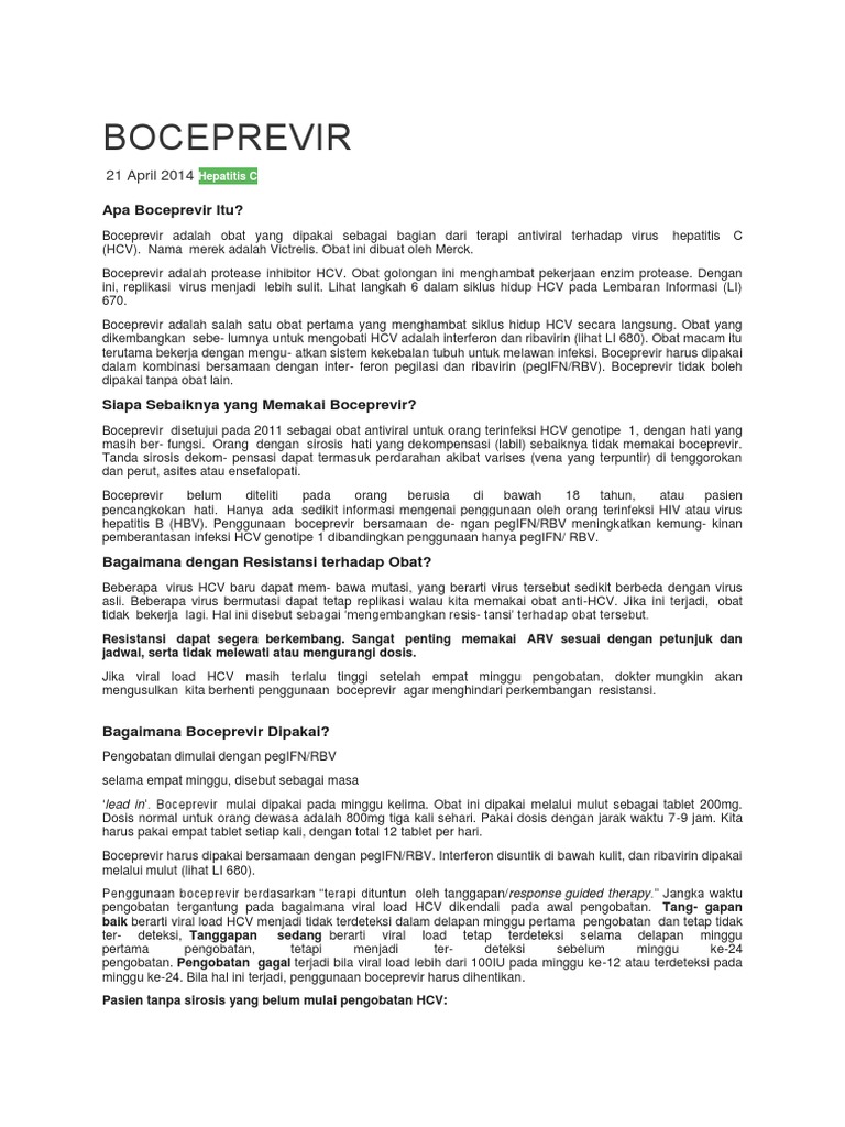Panduan Penggunaan Boceprevir untuk HCV | PDF | Pengembangan Diri ...