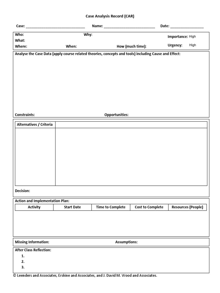 Case Analysis Record (Form) | PDF