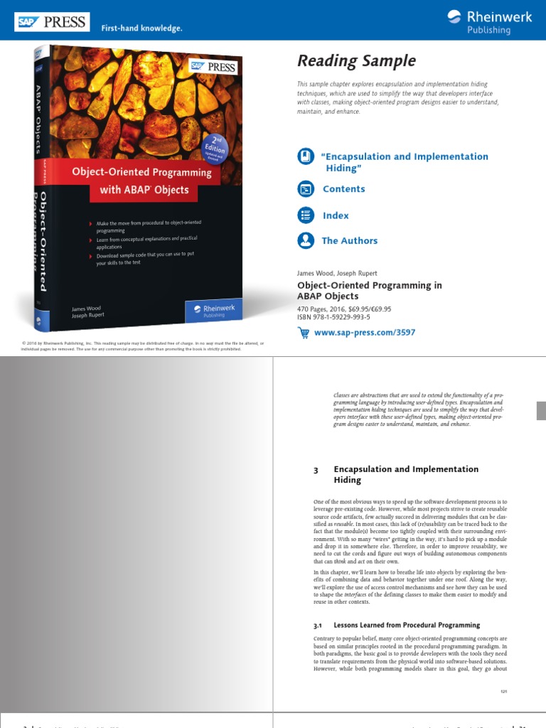 Reading Sample SAPPRESS 993 Object Oriented Programming With ABAP Objects | PDF | Class ...