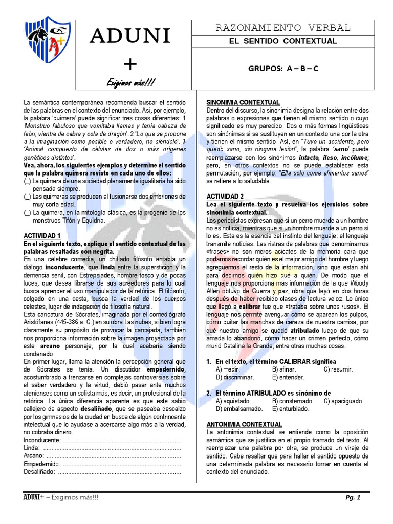 RV - El Sentido Contextual - Grupo ABC | PDF | Science | Ciencia filosófica