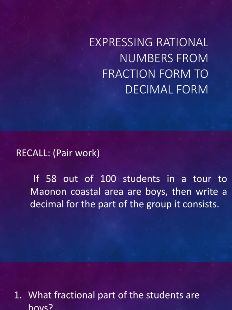 Fraction To Decimal Form | PDF | Decimal | Fraction (Mathematics)