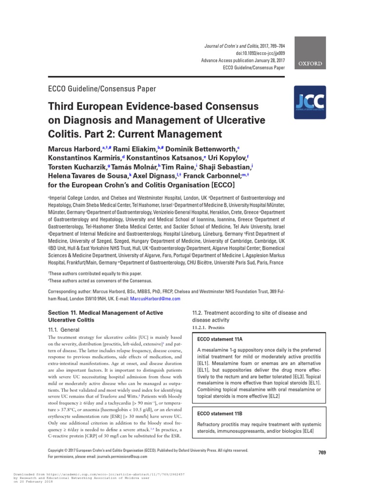 ECCO Guideline - IBD 2-2017 PDF | PDF | Ulcerative Colitis | Corticosteroid
