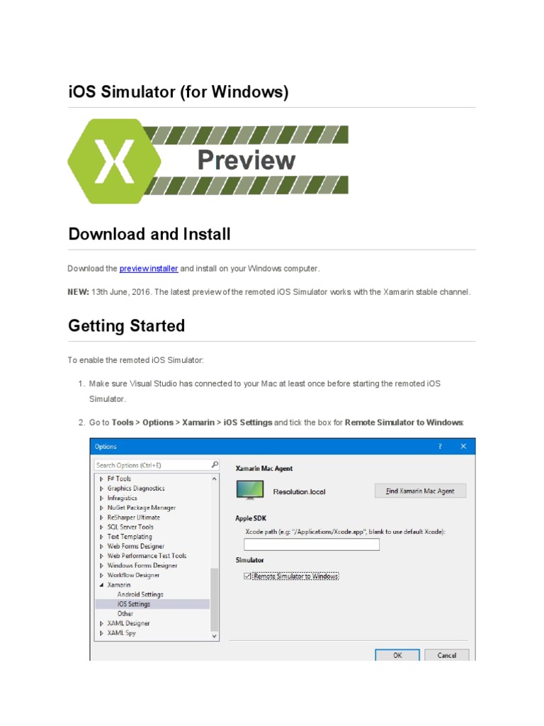 IOS Simulator Fo Windows | PDF | Xamarin | Ios