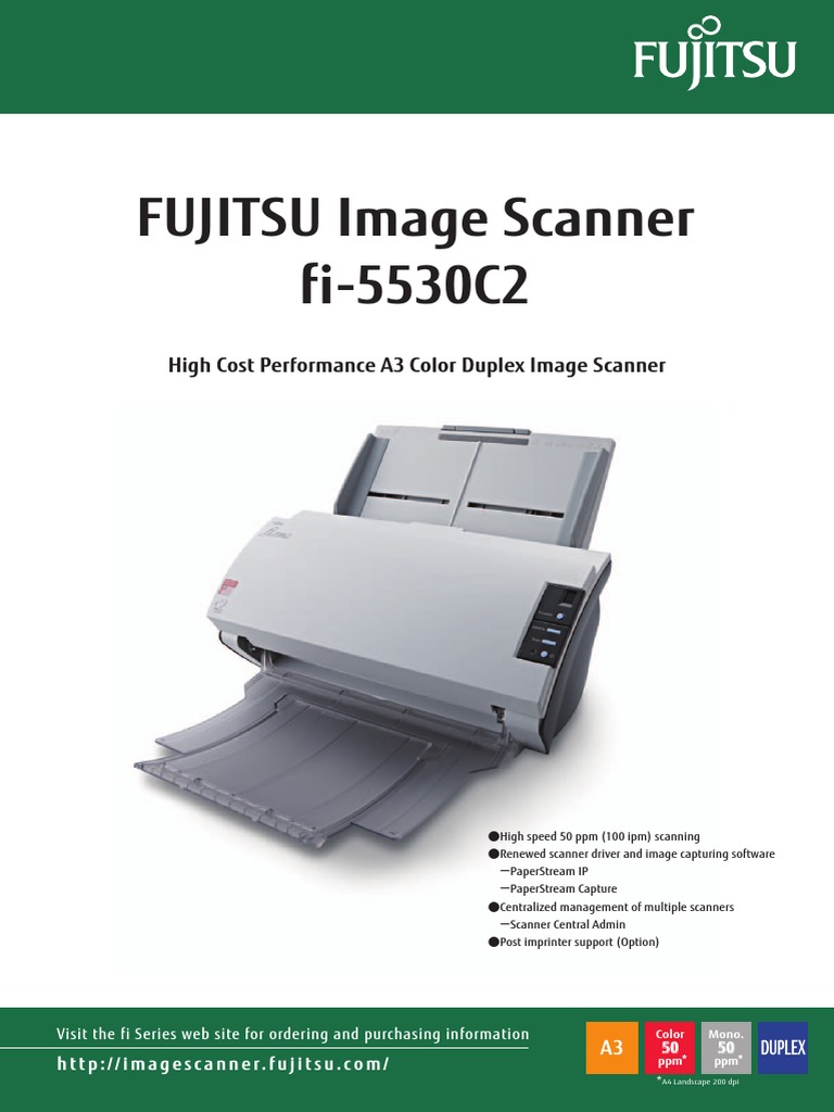 FUJITSU Image Scanner Fi-5530c2: High Cost Performance A3 Color Duplex ...